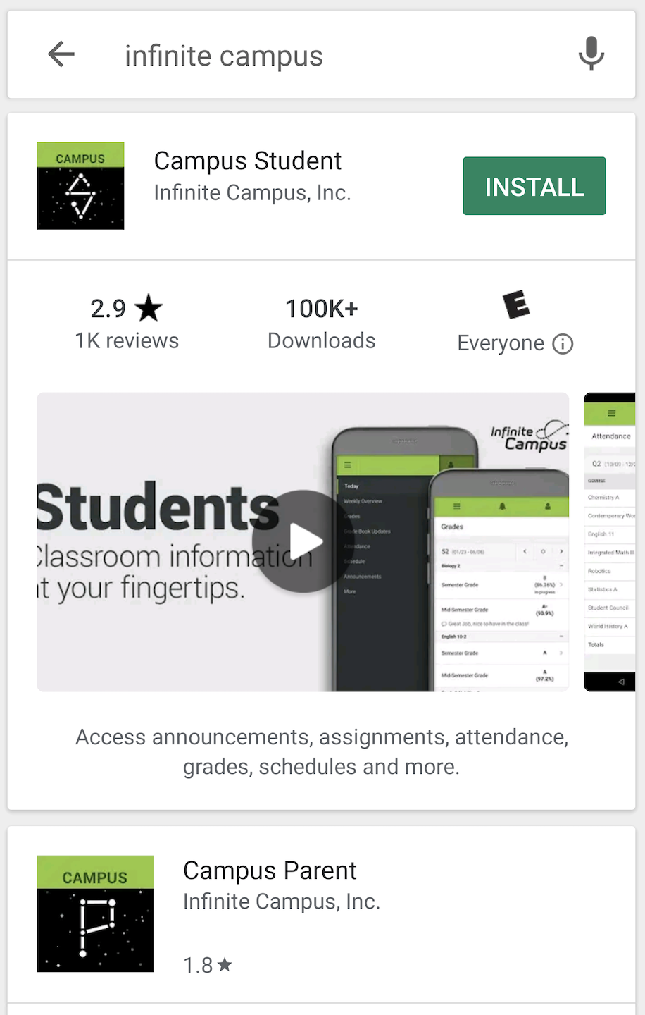 Infinite Campus Parent/Student Mobile App - St. Anthony's High School