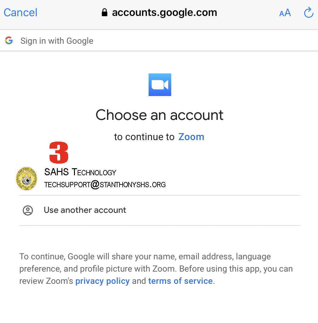 Zoom - Meeting Name - St. Anthony's High School