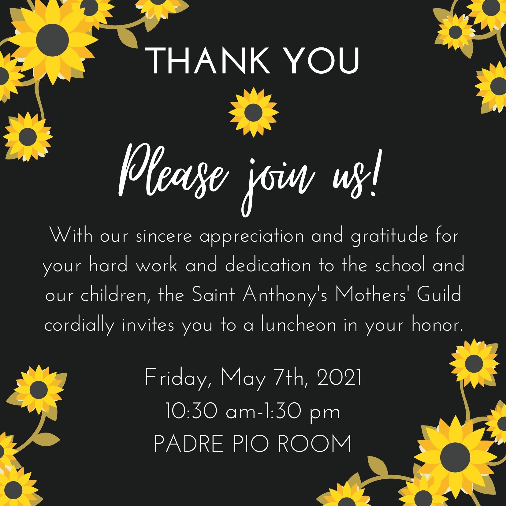 Teacher Appreciation Save the Date Invite ; 5.2021 - St. Anthony's High ...