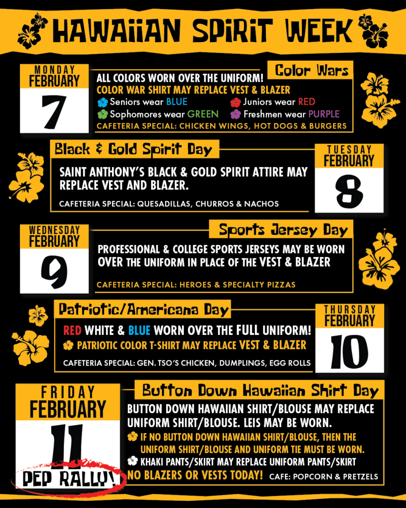 Hawaiian Spirit Week 2022 - St. Anthony's High School