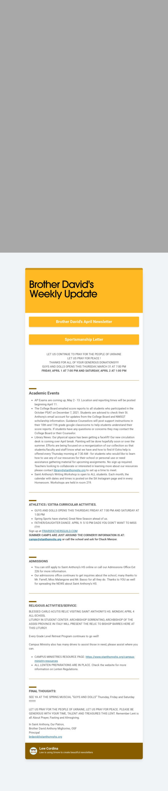 smore_newsletter (1) - St. Anthony's High School